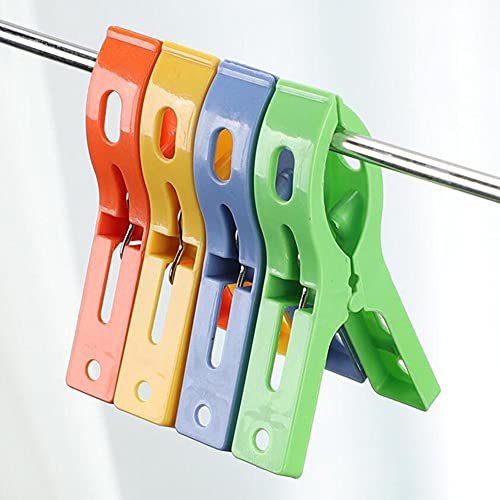 8 Pack Beach Towel Clips for Beach Chairs,Fashion Large Laundry Pegs Clothes Pegs 8pcs Large Size Windproof Plastic Towel Clips for Sunbeds Sun Loungers Pool Chairs Laundry (2PCS)