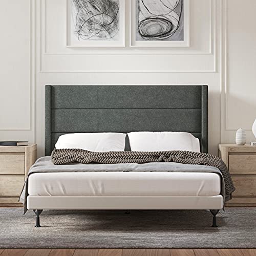 Glenwillow Home Pax Sleak Wingback Upholstered Headboard, Gray, Full/Queen