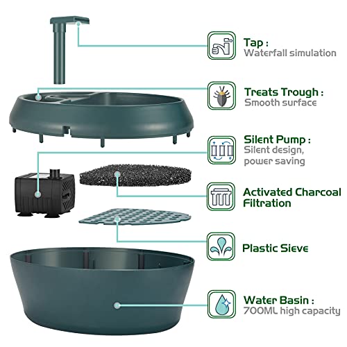 NEPTONION Reptile Chameleon Cantina with Snacks Trough, Drinking Fountain Water Dripper for Amphibians Insects Lizard Turtle Snake Spider Frog Gecko, Comes with Two Pumps (One for Replacement)