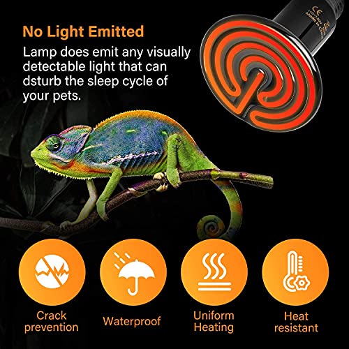 Simple Deluxe 50W Reptile Ceramic Heat Bulb No Light Emitting with 5.5 Inch 60W Dome Light Clamp Lamp Fixture and Digital Thermostat Controller, for Incubating Chicken & Amphibian Pet