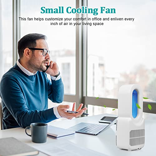 INMORVEN 4400mAh Bladeless Fan, Portable Desk Fan with Night Light, 11.8 Inch Personal Cooling Fan with 4-Speed Options, Small Desktop Rechargeable Quiet Table Fan for Home Bedroom Office