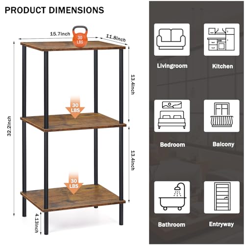 melos 3 Tiers Bookshelf, Classically Tall Bookcase Shelf Storage Organizer, Modern Book Shelf for Bedroom, Living Room and Home Office