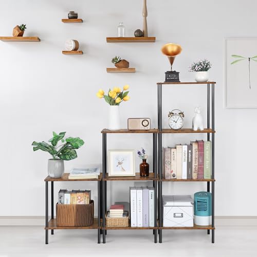 melos 3 Tiers Bookshelf, Classically Tall Bookcase Shelf Storage Organizer, Modern Book Shelf for Bedroom, Living Room and Home Office