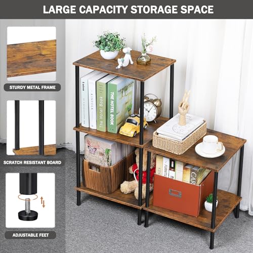 melos 3 Tiers Bookshelf, Classically Tall Bookcase Shelf Storage Organizer, Modern Book Shelf for Bedroom, Living Room and Home Office