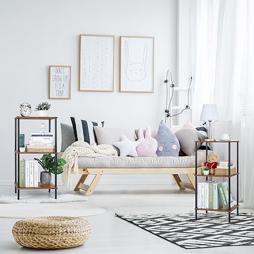 melos 3 Tiers Bookshelf, Classically Tall Bookcase Shelf Storage Organizer, Modern Book Shelf for Bedroom, Living Room and Home Office