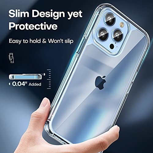TAURI 5-in-1 for iPhone 13 Pro Phone Case, [Not-Yellowing] with 2 Screen Protector + 2 Camera Lens Protector, [Military Grade Protection] Shockproof Slim Phone Case for iPhone 13 Pro 6.1 inch, Clear