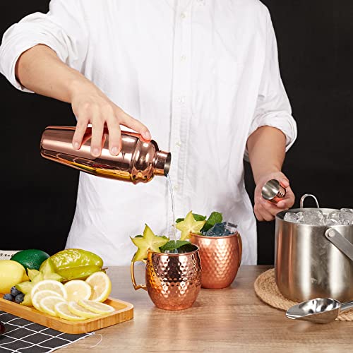 TABLEWARE MELODY Moscow Mule Mugs Set of 3-Hammered Moscow Mule Mugs Drinking cup with 24oz Cocktail Shaker-Great Dining Entertaining bar Gift Set (Mug Set of 3 -cocktail shaker included)