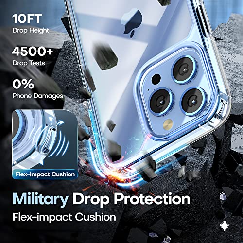 TAURI 5-in-1 for iPhone 13 Pro Phone Case, [Not-Yellowing] with 2 Screen Protector + 2 Camera Lens Protector, [Military Grade Protection] Shockproof Slim Phone Case for iPhone 13 Pro 6.1 inch, Clear
