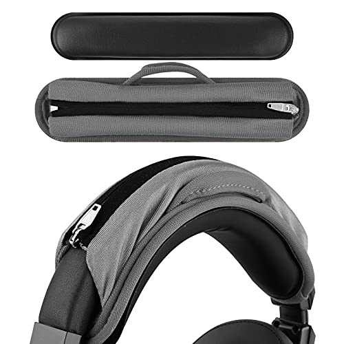 Geekria Medium Hook and Loop Headband Cover + Headband Pad Set/Headband Protector with Zipper/DIY Installation No Tool Needed, Compatible with ATH Bose B JBL Hyperx Sony Headphones (Grey)