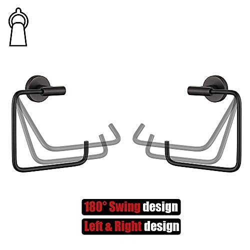 JQK Towel Ring Oil Rubbed Bronze, Stainless Steel Square Ring Towel Holder for Bathroom, 6 Inch ORB Wall Mount, TR140-ORB