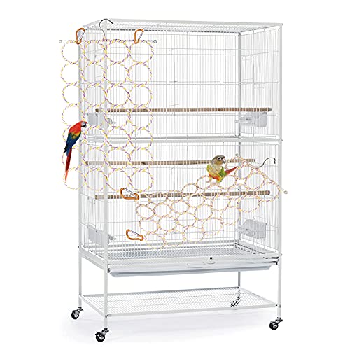 Lemengtree Parrot Swing Perch, Hanging Bird Toys Ladder Climbing Net Parakeet Cage Stand Rope for Small Parakeets, Budgies, Cockatiels, Conures, Macaws, Finches (2pc-Swing Perch), (Swing02pc)