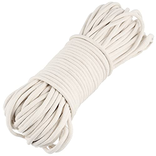 JOIKIT 1/4 Inch 328 Feet White Natural Cotton Rope, Clothesline Rope, All Purpose Braided Cord for DIY Craft Projects, Rope Basket, Potted Plants and Hanging Laundry