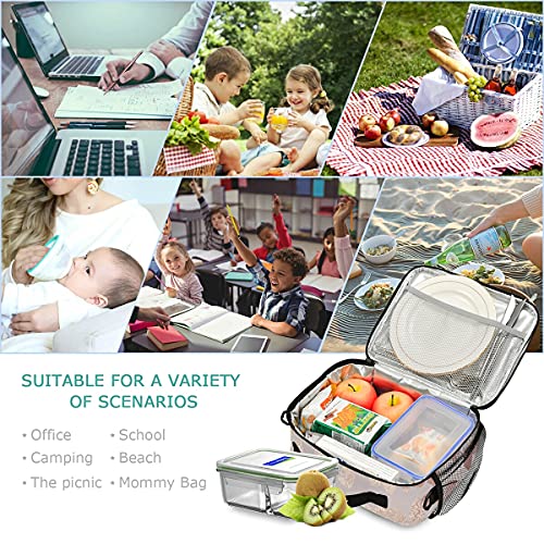 Lunch box Insulated Soft Lunch Bag Lunch Container Leopard Print Cheetah Rose Gold for Office Work School Picnic Beach