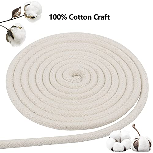 JOIKIT 1/4 Inch 328 Feet White Natural Cotton Rope, Clothesline Rope, All Purpose Braided Cord for DIY Craft Projects, Rope Basket, Potted Plants and Hanging Laundry