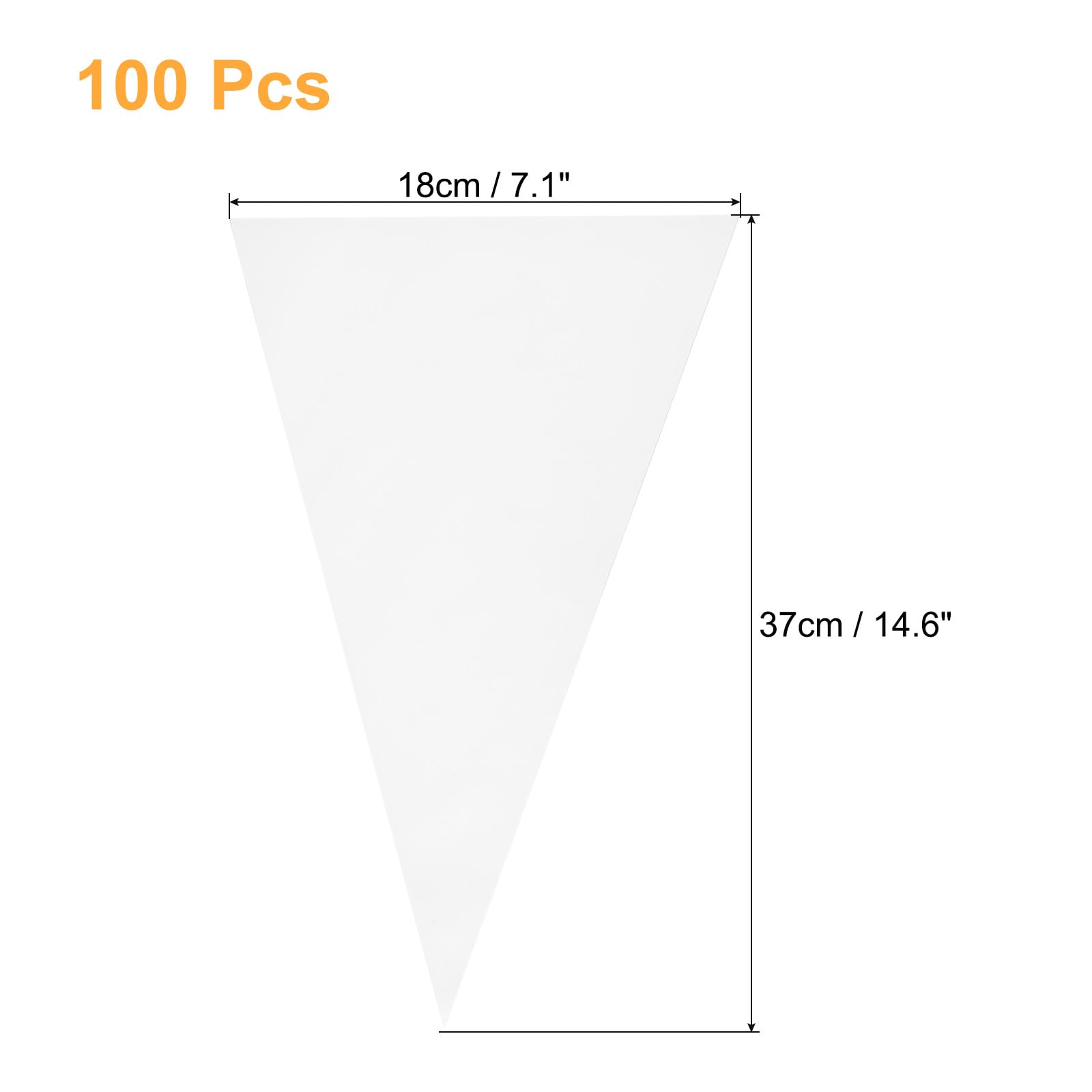 uxcell 100Pcs Clear Cello Bags, 7.1" x 14.6" Plastic Flat Cone Open-End OPP Cello Treat Bags Cello Poly Bags for Packing Cookies Candy Jewelry Gifts, Clear