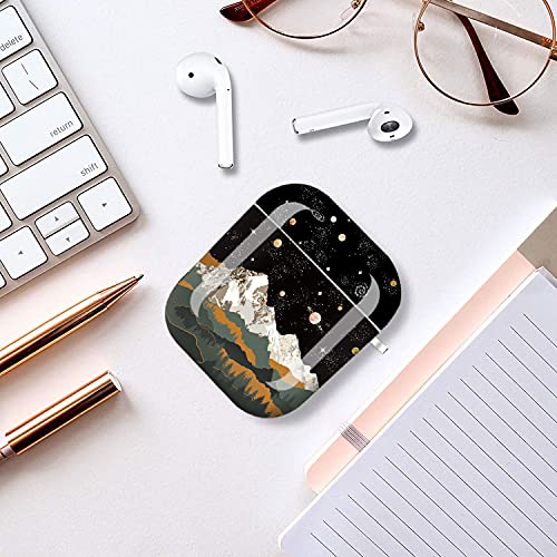 Lapac AirPods Case Mountain Space Nature Landscape Cute AirPod Case Constellation Planet Star Night Forest Accessories Protective AirPod Hard Cover with Keychain for Wireless AirPods 2 & 1 Charging