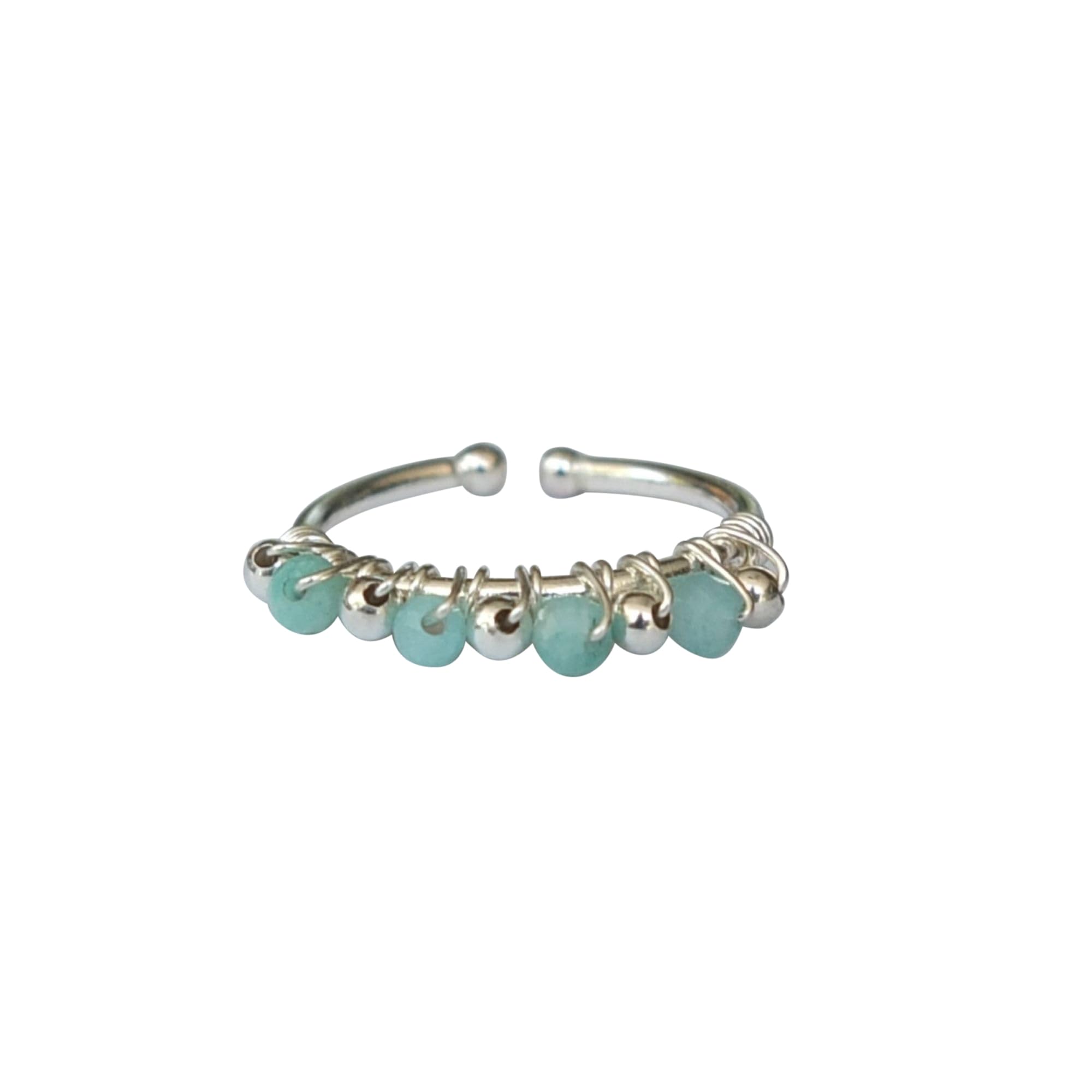Handmade Amazonite Gemstone Adjustable Toe Ring, 925 Sterling Silver, Stones Small Dainty Open Toe, Pinky or Knuckle Rings for Women, By MiYa Jewelry Creations