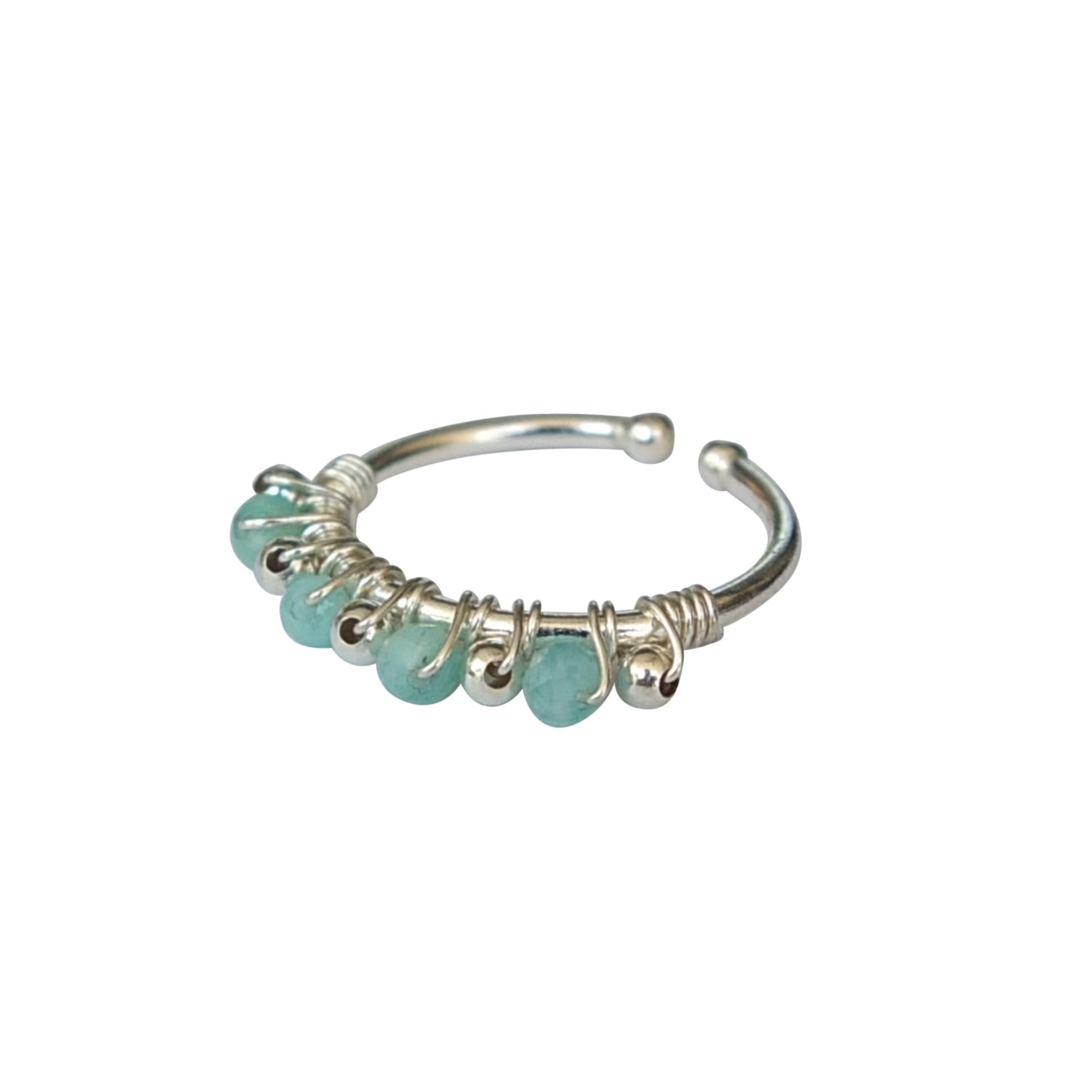 Handmade Amazonite Gemstone Adjustable Toe Ring, 925 Sterling Silver, Stones Small Dainty Open Toe, Pinky or Knuckle Rings for Women, By MiYa Jewelry Creations