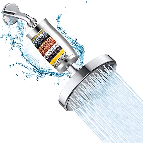 VEGA U Shower Filter Aluminum Alloy Shell Multi-Stage Shower Head Filter for Remove Chlorine Heavy Metals and Other Sediments (Blue)