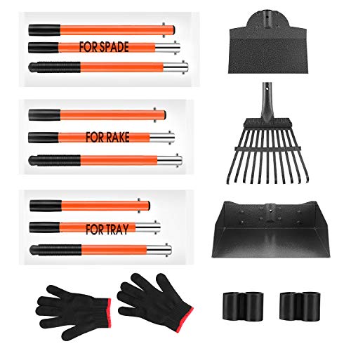ROIUBPO Pooper Scooper, Detachable Long Handle Large Dog Poop Scooper with Metal Rake, Tray & Spade, Durable Easy Pick Up Pooper Scooper for Large Medium Small Dogs, Great for Lawn, Grass, Gravel