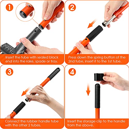 ROIUBPO Pooper Scooper, Detachable Long Handle Large Dog Poop Scooper with Metal Rake, Tray & Spade, Durable Easy Pick Up Pooper Scooper for Large Medium Small Dogs, Great for Lawn, Grass, Gravel