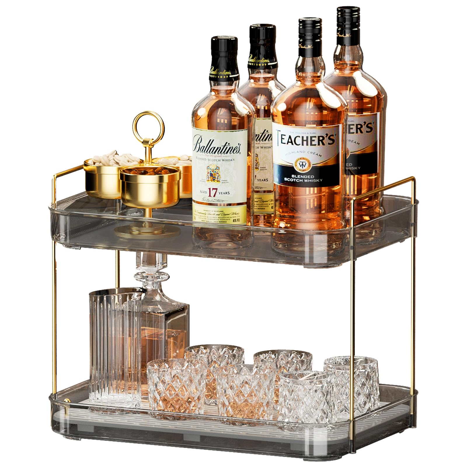 Seoneiro Whiskey Tray, Glass Cup Rack, Mug Holder, Coffee Cup Organizer, Bathroom Countertop Organizer Organizer with Drain Board Wine Glass Decorative Organizer, Food Tray, Kitchen Spice Rack