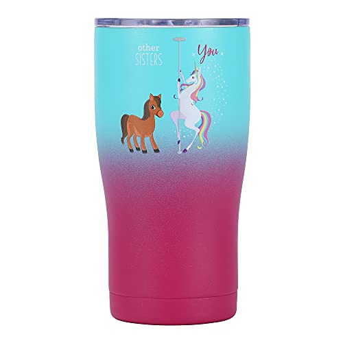 Shamone Tumbler 20oz Insulated Stainless Steel w/Lid SS Straw, Cleaning Brush, Sister Gifts for Unicorn Lovers, Sister Gifts from Sister, Sister Gifts, Sister Birthday Gifts from Sister (Purple Teal)