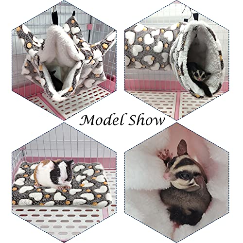 Vehomy 3Pcs Sugar Glider Hamster Hammock Hanging Tunnel and Warm Bed Soft Mat Set for Small Animals Hanging Hammock Cage Accessories Hideout Swing for Squirrel Ferret Rat Chincilla Guinea Pig