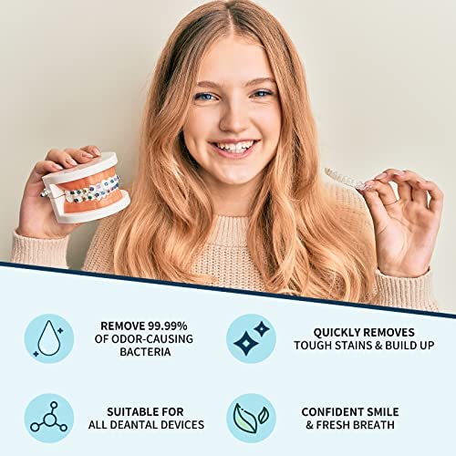 Retainer & Denture Cleaner Tablets - 4 Months Supply (120 pcs) Dental Retainers for Aligner - Mouth & Night Guards - False Teeth Whitening - Removes Odor & Plaque (120 Pcs)