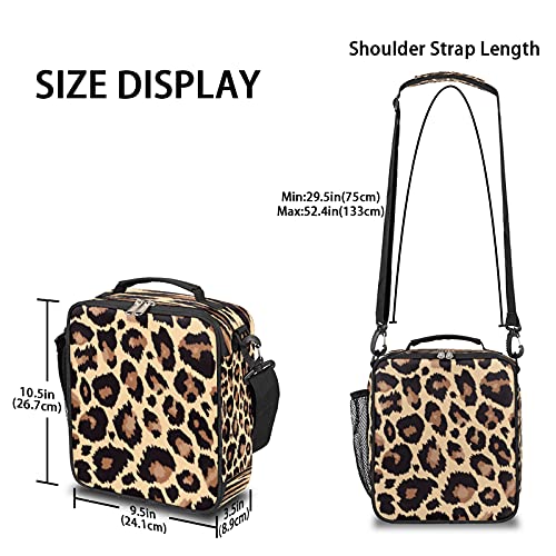 Pardick Leopard Lunch Box for Kids,Students Leopard Animal Skin Print Lunch Bag Tote with Adjustable Shoulder Strap,Insulated Thermal Girls Boys Lunchbox Cooler Bag for School Picnic Travel Outdoor