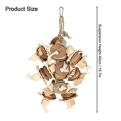 Zerodis Parrot Chewing Toy, Bird Coconut Beak Grinding Plaything Toy Parrot Cage Bite Toys with Blocks for Conures Cockatiels African Grey Macaws