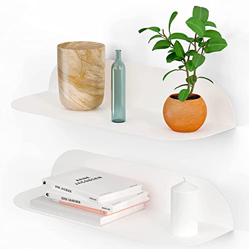 BLANCK Floating Shelves, Set of 2, Metal, Wall Mounted Shelves for Living Room, Bedroom, Bathroom, Office, Kitchen, 17β(L) x 6β(D) (White)
