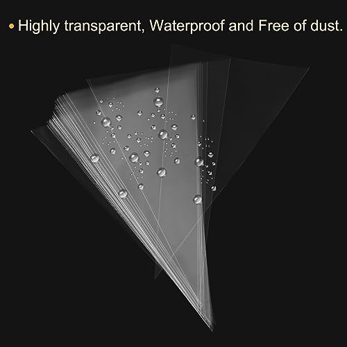 uxcell 100Pcs Clear Cello Bags, 6.3" x 11.8" Plastic Flat Cone Open-End OPP Cello Treat Bags Cello Poly Bags for Packing Cookies Candy Jewelry Gifts, Clear