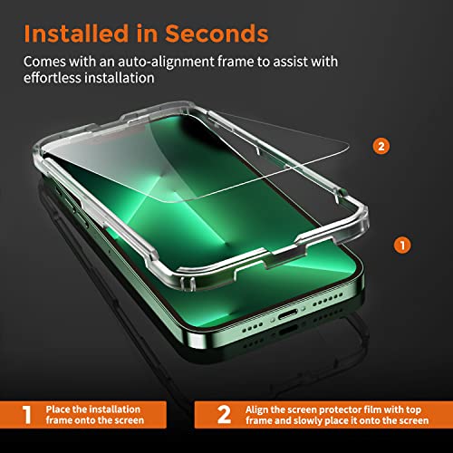 UNBREAKcable 3-Pack Screen Protector for iPhone 13 Pro Max/iPhone 14 Plus, Double Shatterproof Tempered Glass [Easy Installation Frame] [9H Hardness] [99.99% HD Clear] for iPhone 6.7 inch