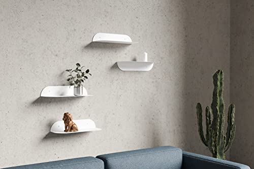 BLANCK Floating Shelves, Set of 2, Metal, Wall Mounted Shelves for Living Room, Bedroom, Bathroom, Office, Kitchen, 17β(L) x 6β(D) (White)
