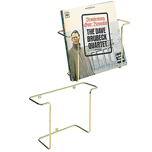 MyGift Modern Brass Plated Metal Wire Wall Mounted Vinyl LP Record Storage Holder, Album Display Rack, Set of 2
