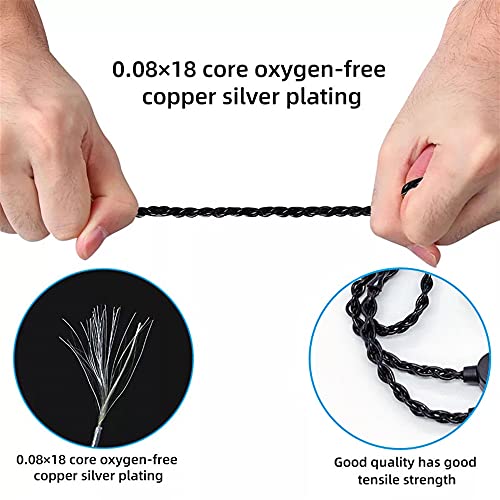 Pizen BT-50 PRO QCC5125 Bluetooth Upgrade Cable,LDAC/aptX Adaptive/aptX-HD/AAC,22H Music Playtime,Bluetooth Silver Plated Detachable Cable,Type-C,Waterproof,with HD Mic (MMCX, Black)