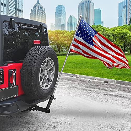KAIRAY Hitch Mount Flagpole Holder Universal for Standard 2 inch Hitch Receivers fit for Truck SUV RV Pickup