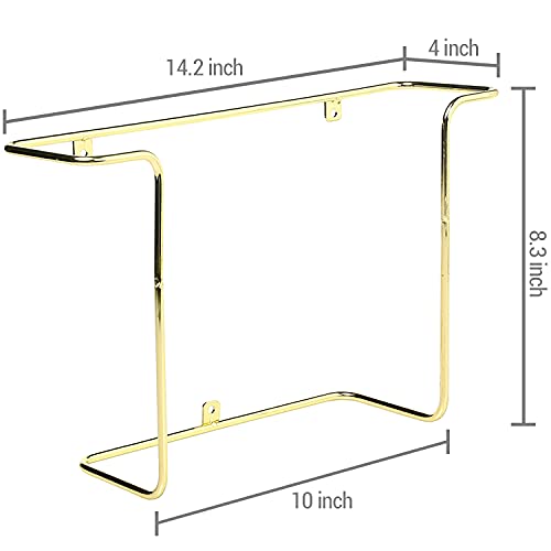 MyGift Modern Brass Plated Metal Wire Wall Mounted Vinyl LP Record Storage Holder, Album Display Rack, Set of 2