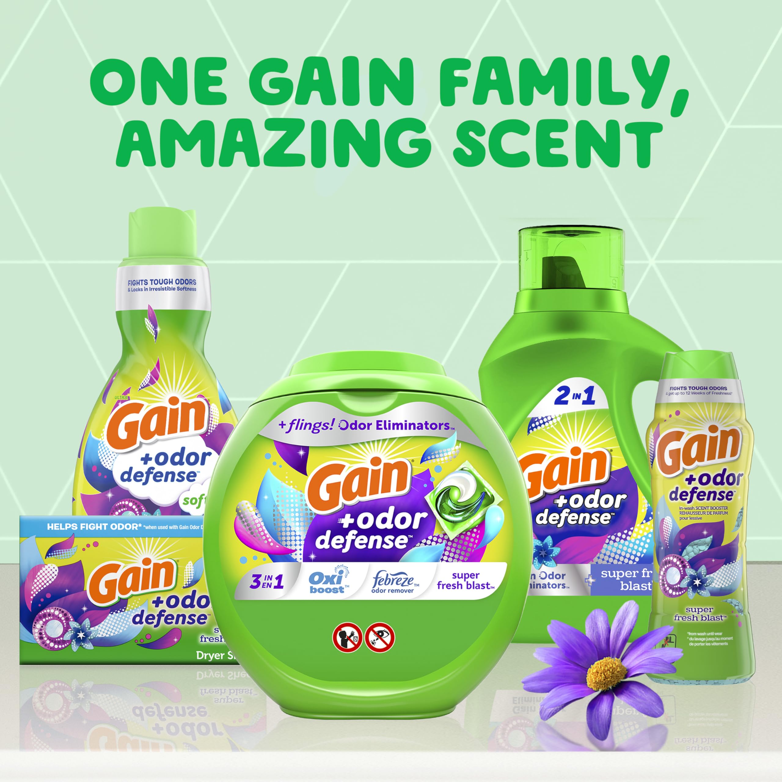 Gain + Odor Defense Liquid Laundry Detergent, Super Fresh Blast Scent, 88 Oz, 61 Loads, HE Compatible