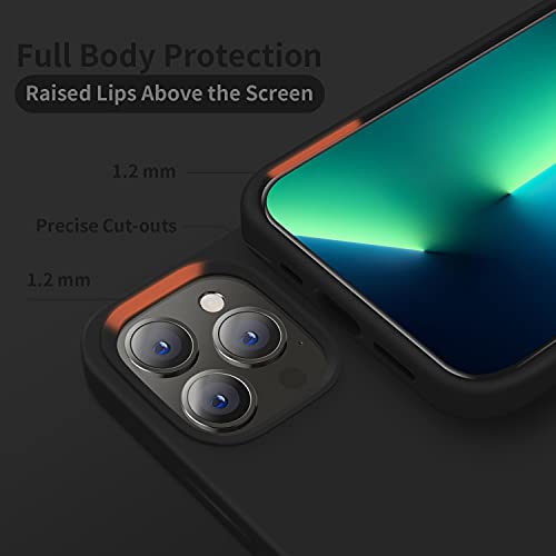 Cordking Designed for iPhone 13 Pro Case, Silicone Ultra Slim Shockproof Protective Phone Case with [Soft Anti-Scratch Microfiber Lining], 6.1 inch, Black