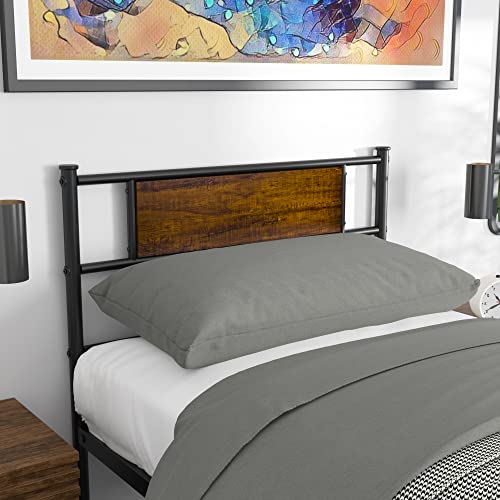 Weehom Twin Bed Frame with Headboard, 12.7 Inch Metal Platform Bed Frames No Box Spring Needed, Black Single Bed Heavy Duty Steel Slat Support,Easy Assembly
