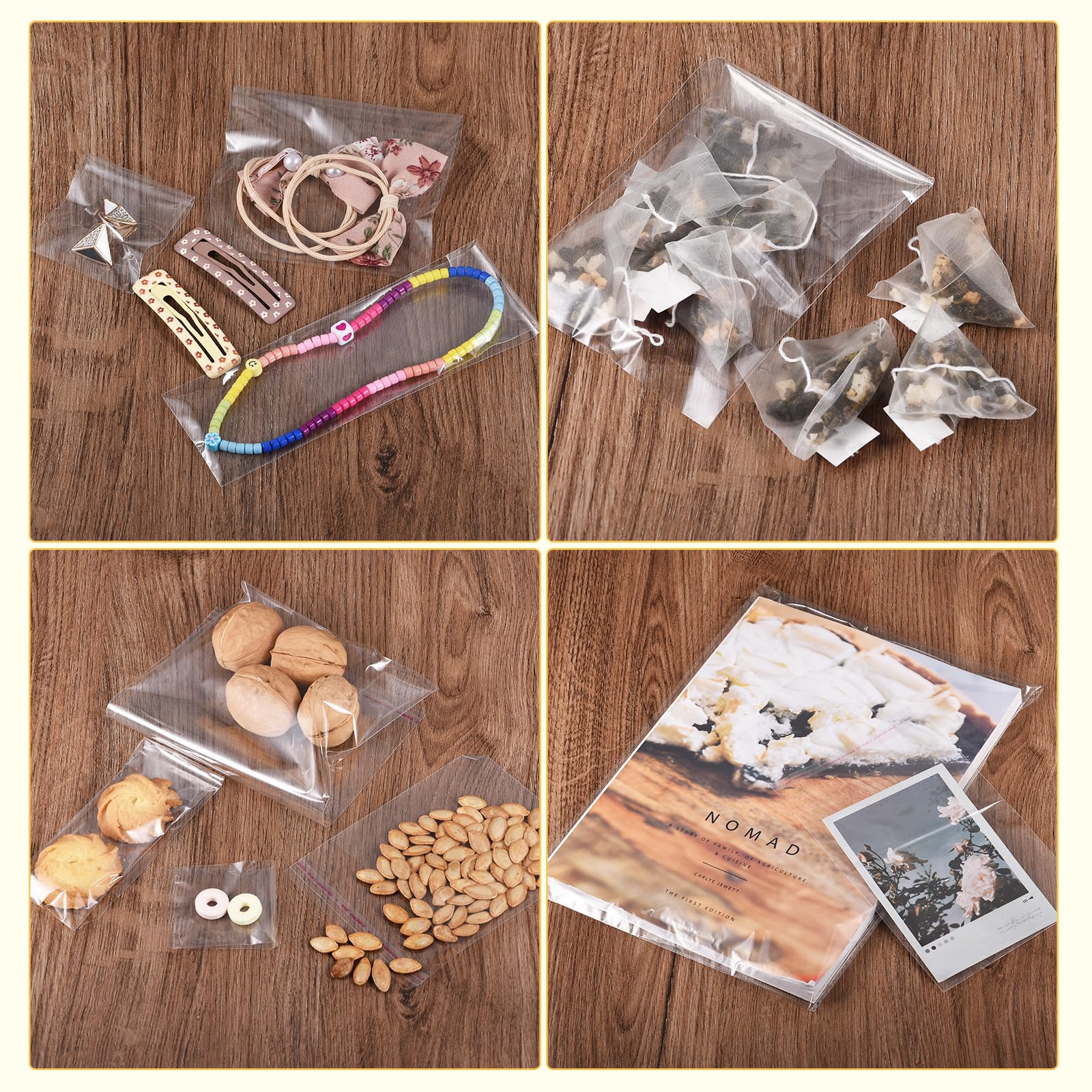 uxcell 500Pcs Clear Cello Bags, 4" x 6" Plastic Flat Open-End OPP Cello Treat Bags Cello Poly Bag for Packing Cookies Candy Jewelry Gifts, Clear