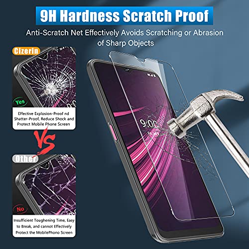 [2+2 Pack] Cizerin Tempered Glass Screen Protector for T-Mobile REVVL V+ 5G 2021 6.82 inch(T-Mobile REVVL V Plus 5G) - and Camera Lens Protector - Anti-Fingerprint - Shatter Proof - Gorilla Glass