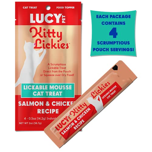 Lucy Pet Products Kitty Lickies Mousse Cat Treat Salmon & Chicken Recipe 2oz