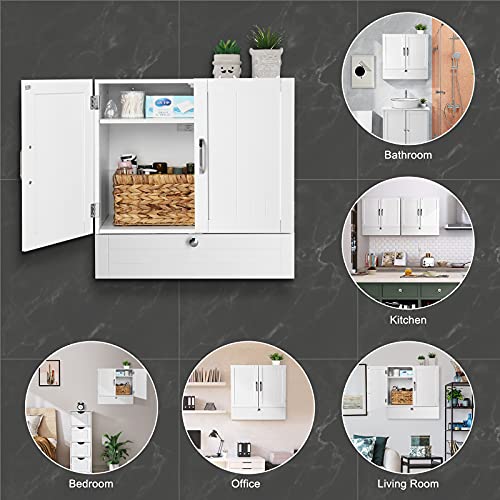 VINGLI Bathroom Medicine Cabinet 2 Door Wall Mounted Storage Cabinet Over Toilet Cabinet Bathroom Kitchen Office Floating Storage Collection Orgaznier White
