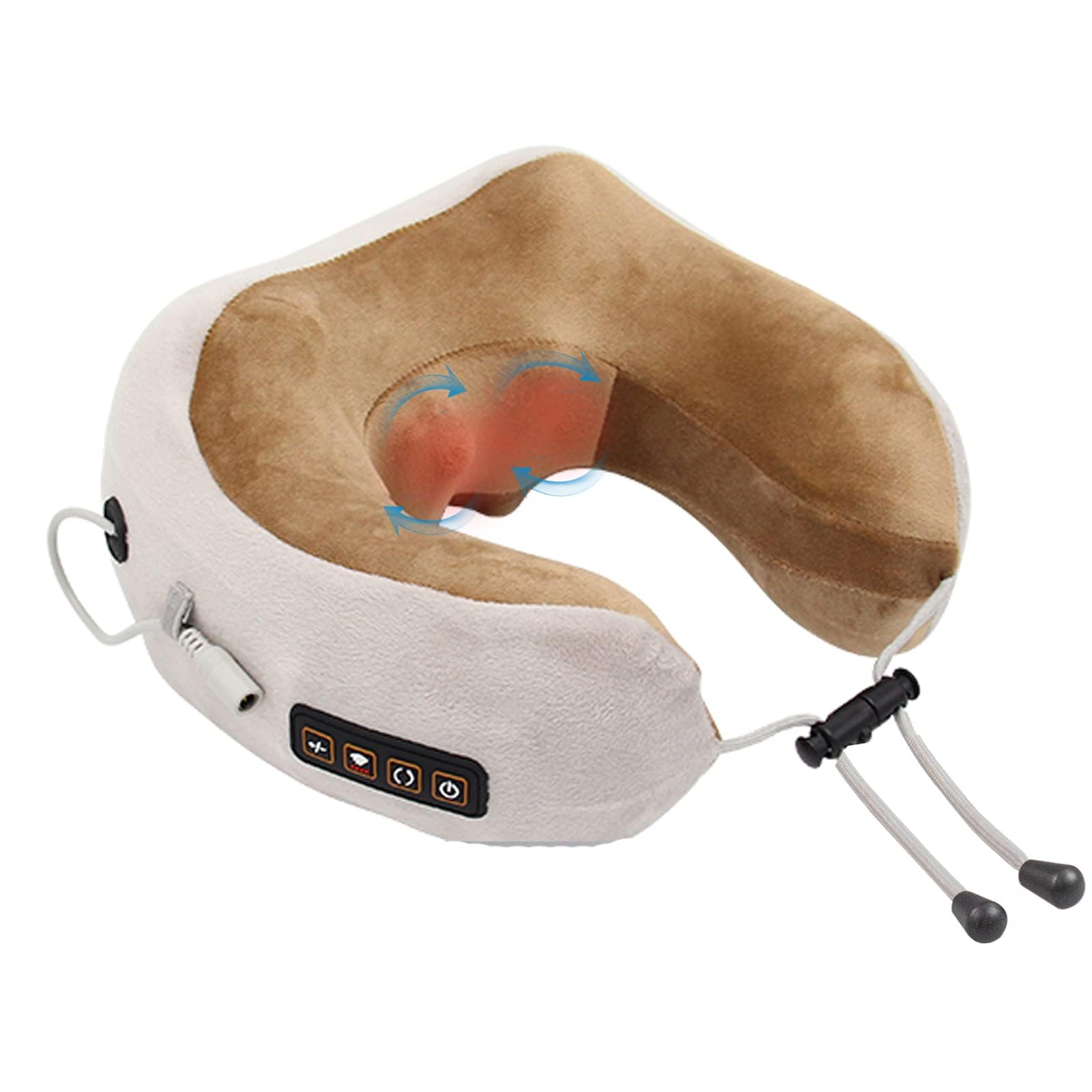 EEZEE Neck Massage Pillow with 3 Vibrating Modes for Neck, Back and Leg Relax and Support, Travel Neck Pillow with Heat U-Shaped Memory Foam Pillow for Home Office Airplane Car