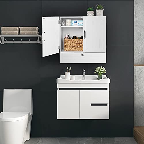 VINGLI Bathroom Medicine Cabinet 2 Door Wall Mounted Storage Cabinet Over Toilet Cabinet Bathroom Kitchen Office Floating Storage Collection Orgaznier White