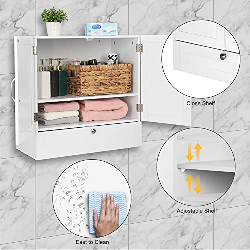 VINGLI Bathroom Medicine Cabinet 2 Door Wall Mounted Storage Cabinet Over Toilet Cabinet Bathroom Kitchen Office Floating Storage Collection Orgaznier White
