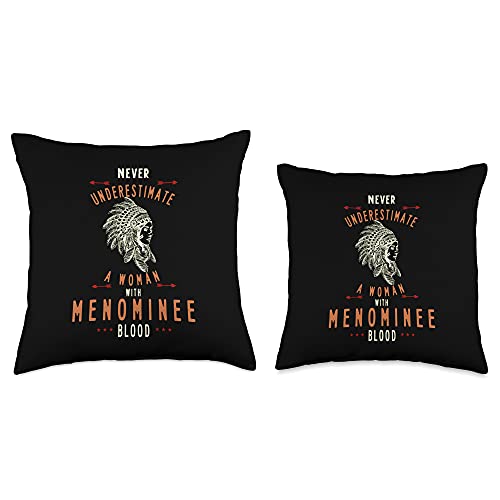 Menominee Tribe Menominee Native American Indian Woman Never Underestimate Throw Pillow, 16x16, Multicolor